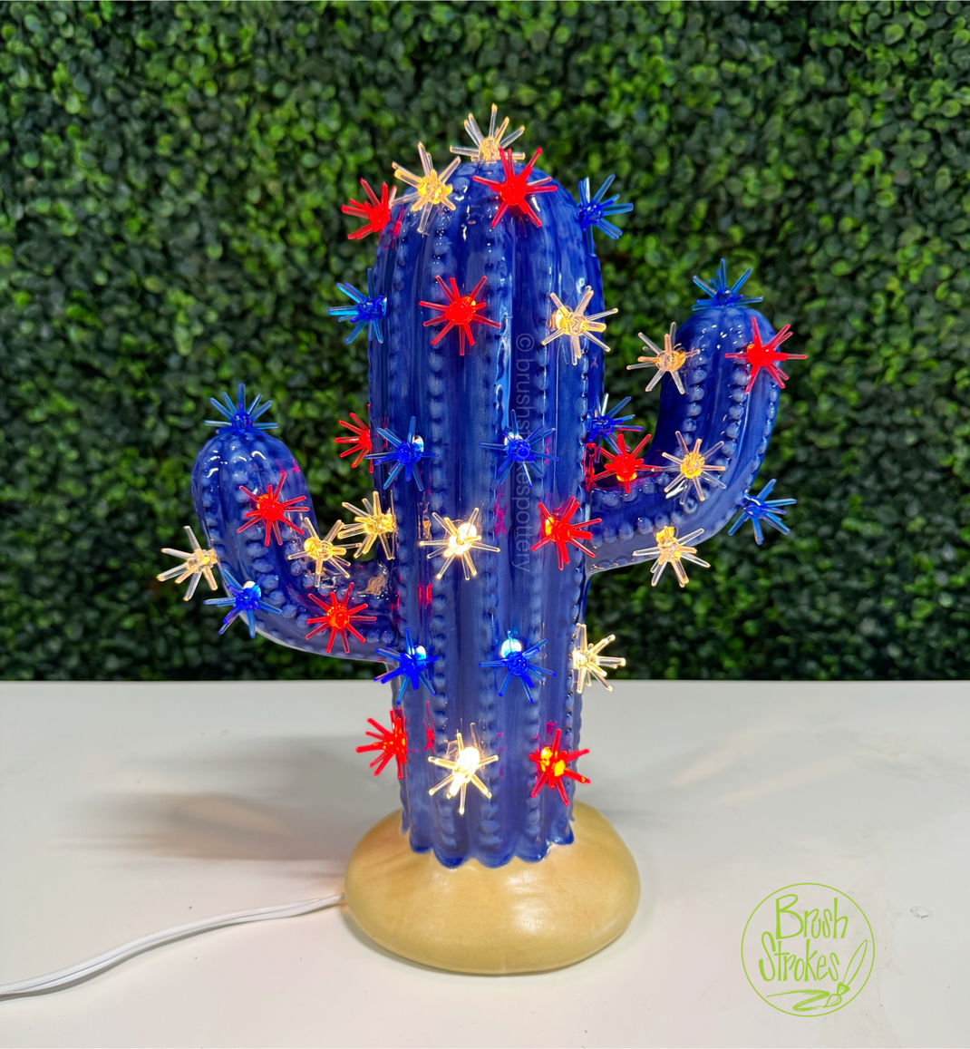 Fourth of July Patriotic Lighted Ceramic Cactus Trees – Brush Strokes ...